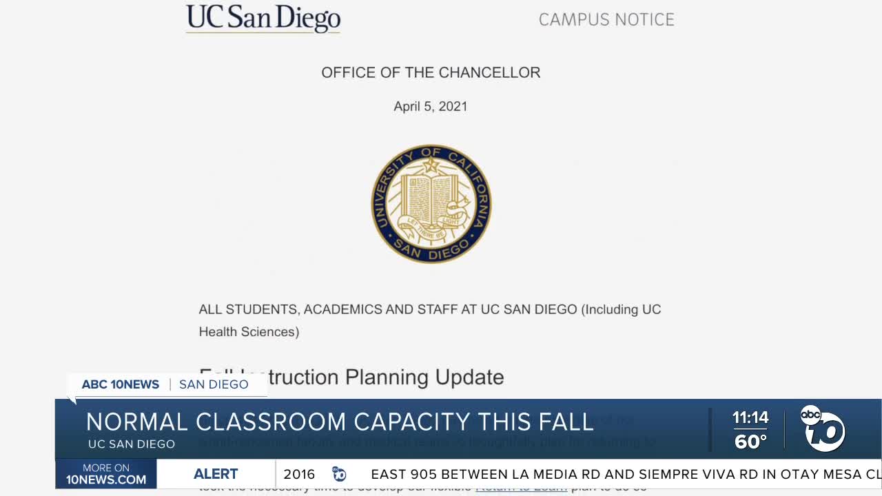 UCSD to return to normal in-person classes in fall