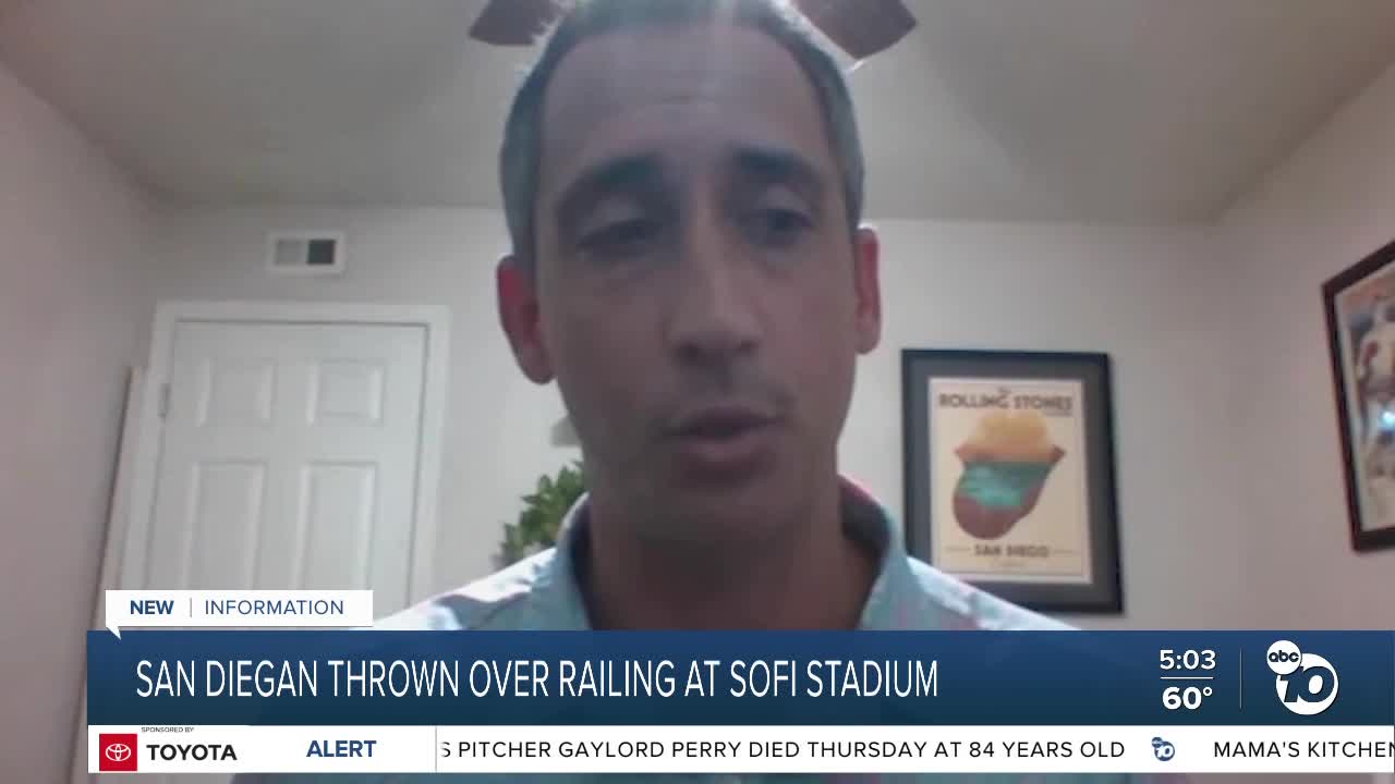 San Diego man thrown over railing at SoFi Stadium after football game