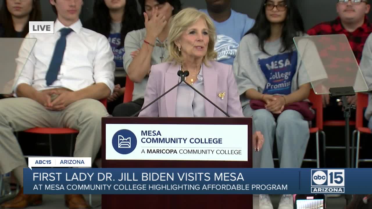 VIDEO: Jill Biden visits Mesa Community College to talk about jobs ...