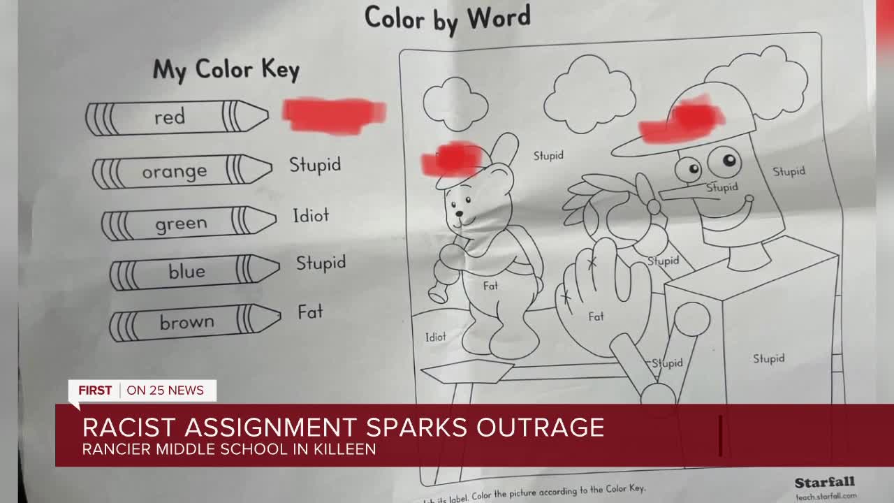 Killeen ISD teacher assigned racist word search to middle schoolers