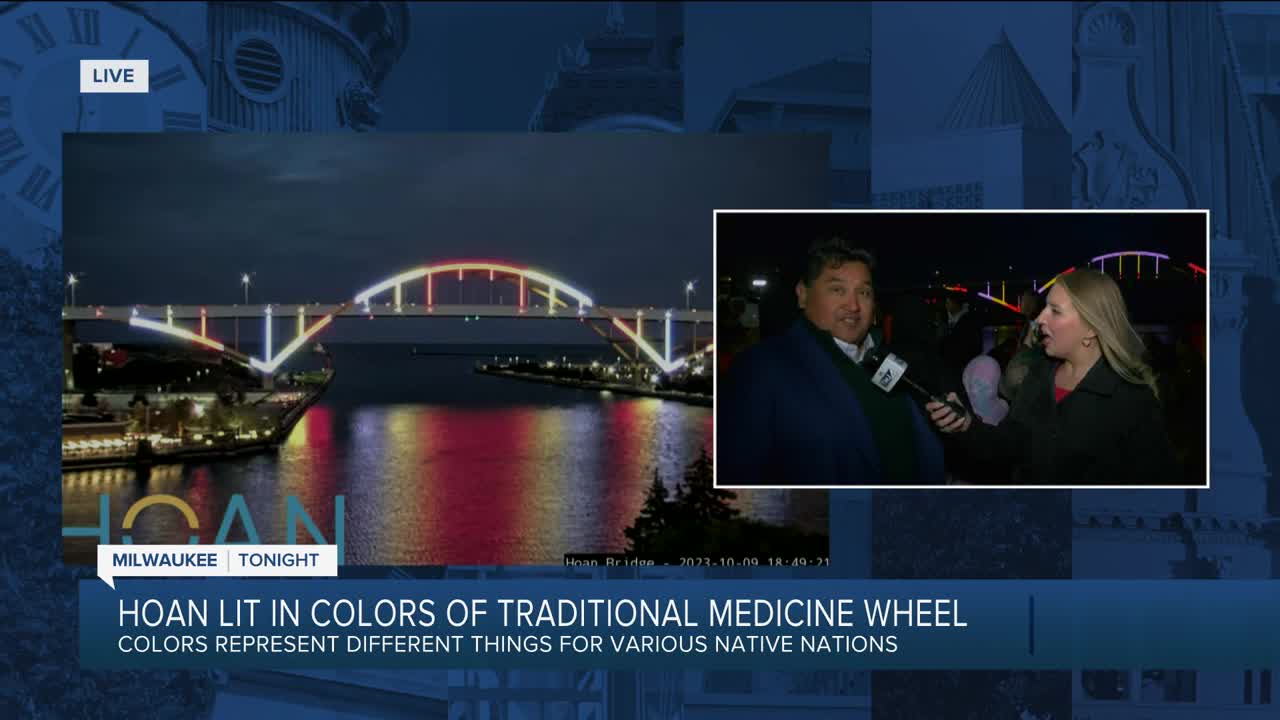 Hoan Bridge lights up for Indigenous Peoples' Day