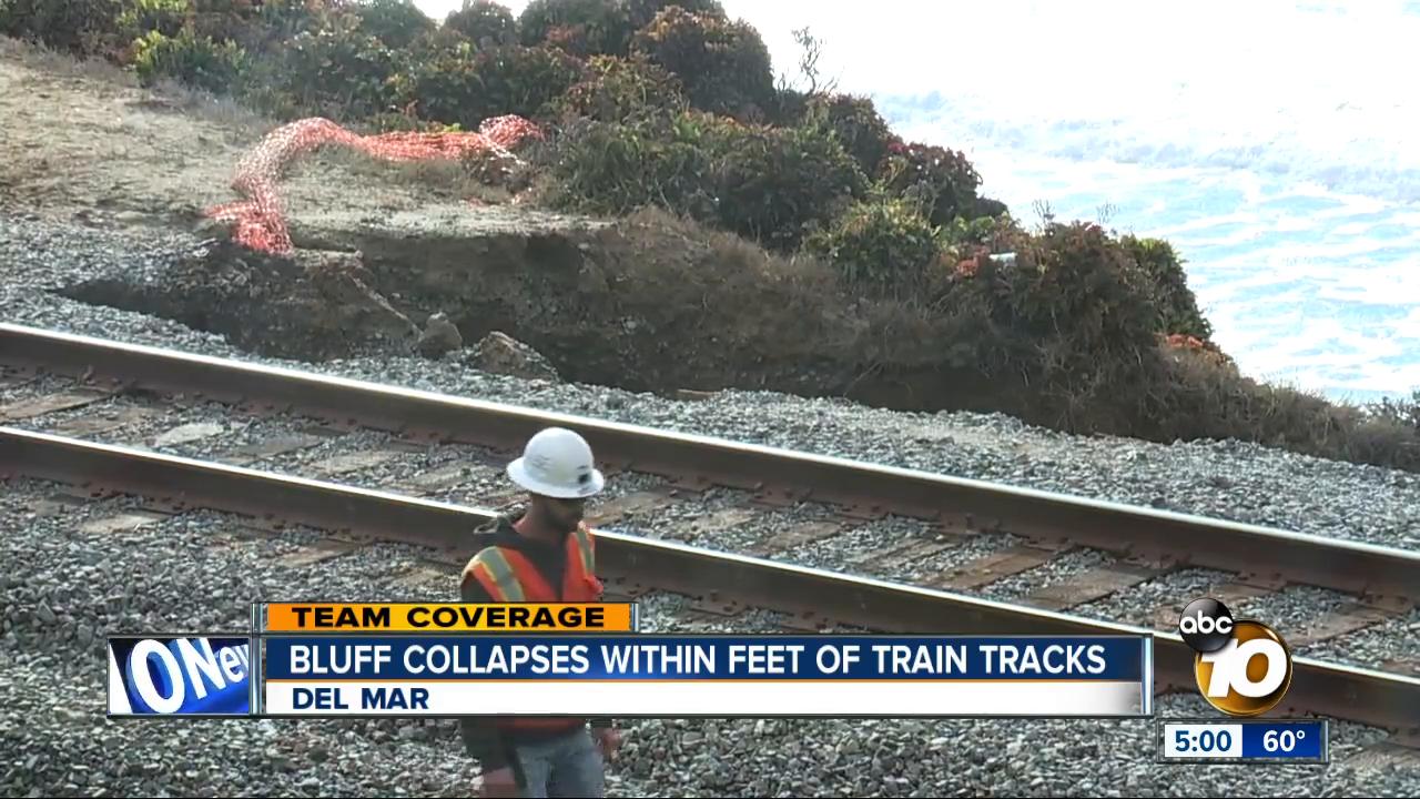 Del Mar cliff crumbles near track after heavy rains