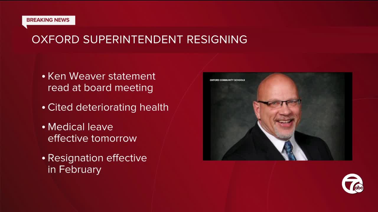 Oxford Community Schools Superintendent Ken Weaver resigns, cites ...