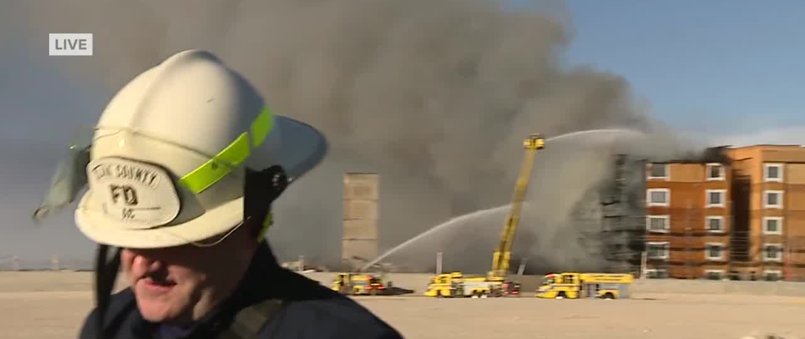 Southwest Las Vegas apartment building under construction goes up in flames